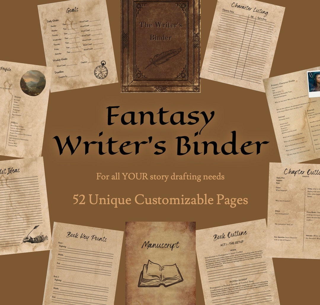 Fantasy Writer’s Binder, Outlines, Writing Template, Writing Toolkit ...