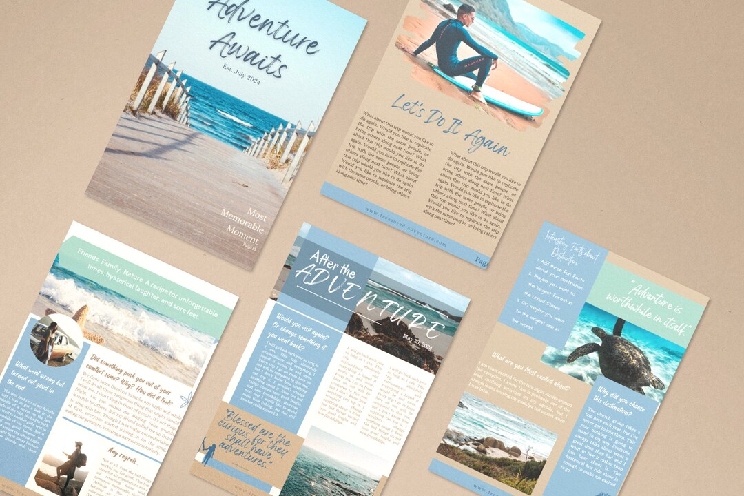 Beach Adventure Magazine, Travel Magazine Template, Canva Magazine ...