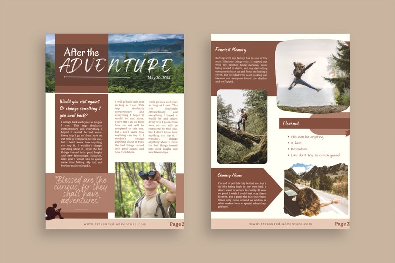Rustic Adventure Magazine Template: Travel Photo Album (digital) - Etsy
