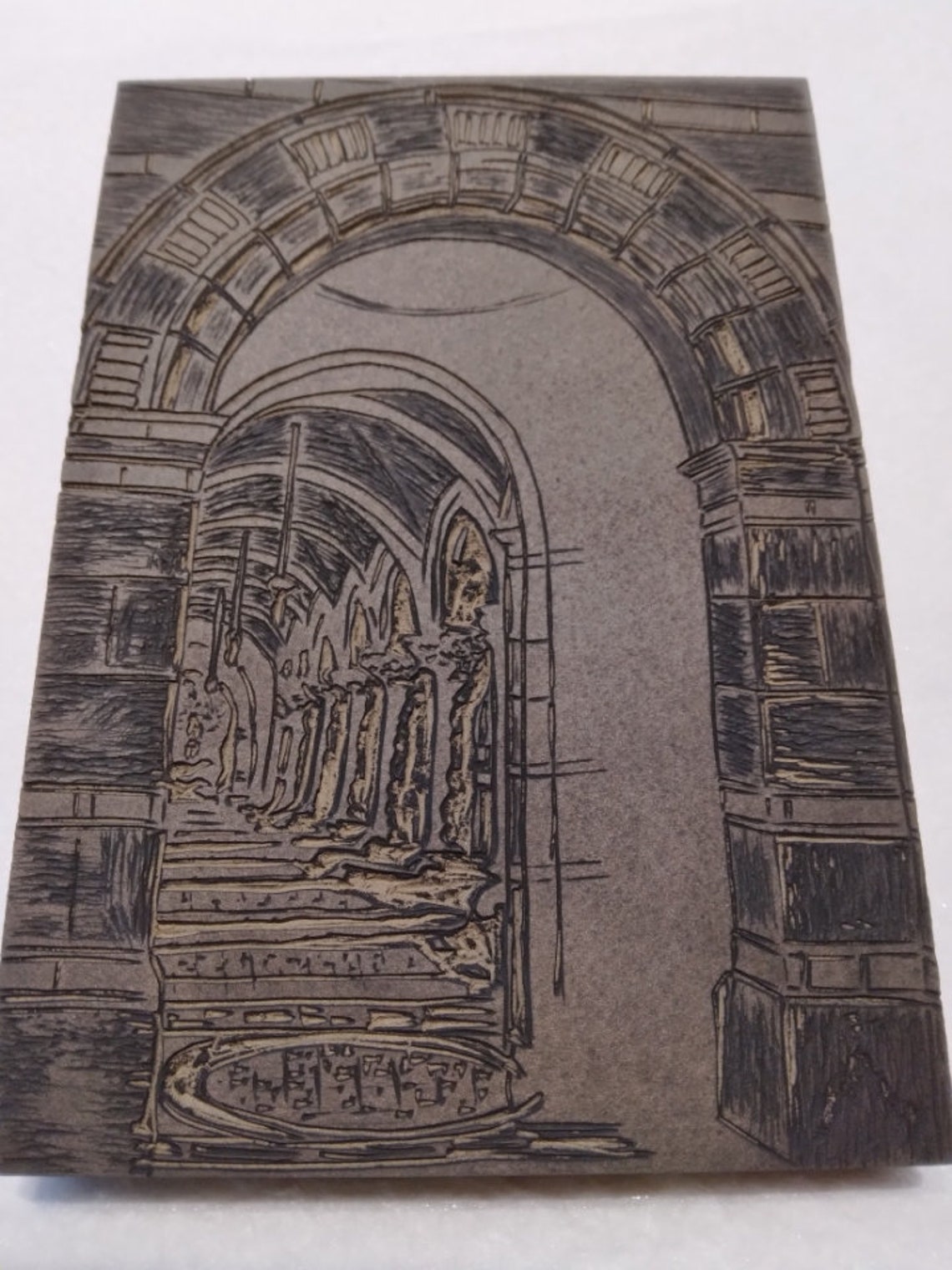 Rice University, Architecture Print, Houston TX, Original Linocut Print ...