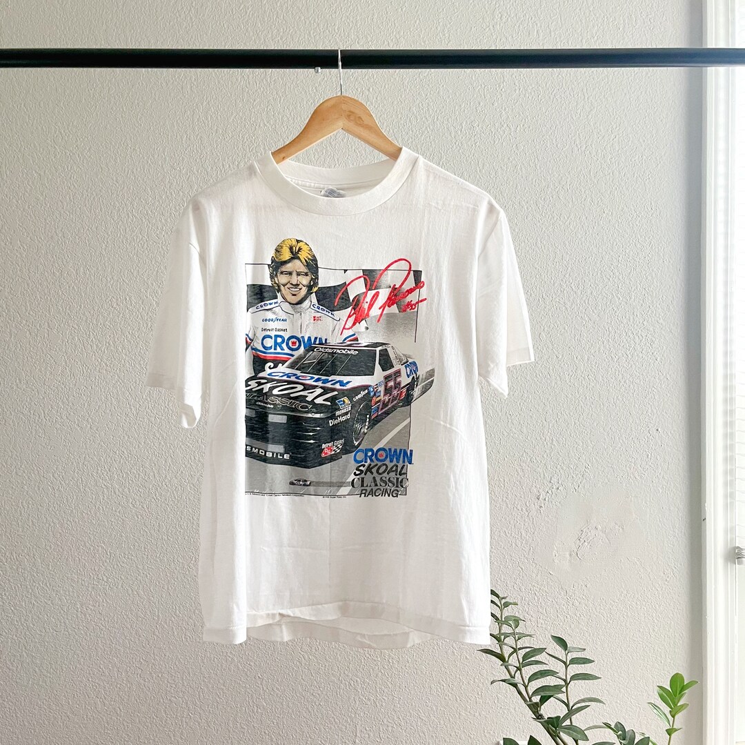 Vintage 1980’s Single Stitch NASCAR Phil Parsons White Cartoon Graphic ...