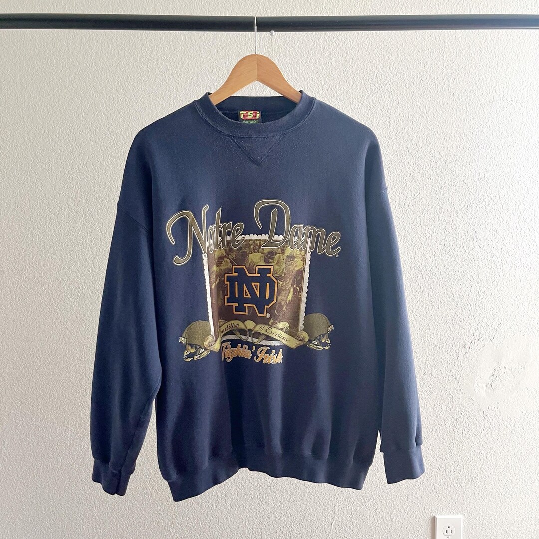 Vintage 1990s Notre Dame Fighting Irish Preppy University Crewneck ...