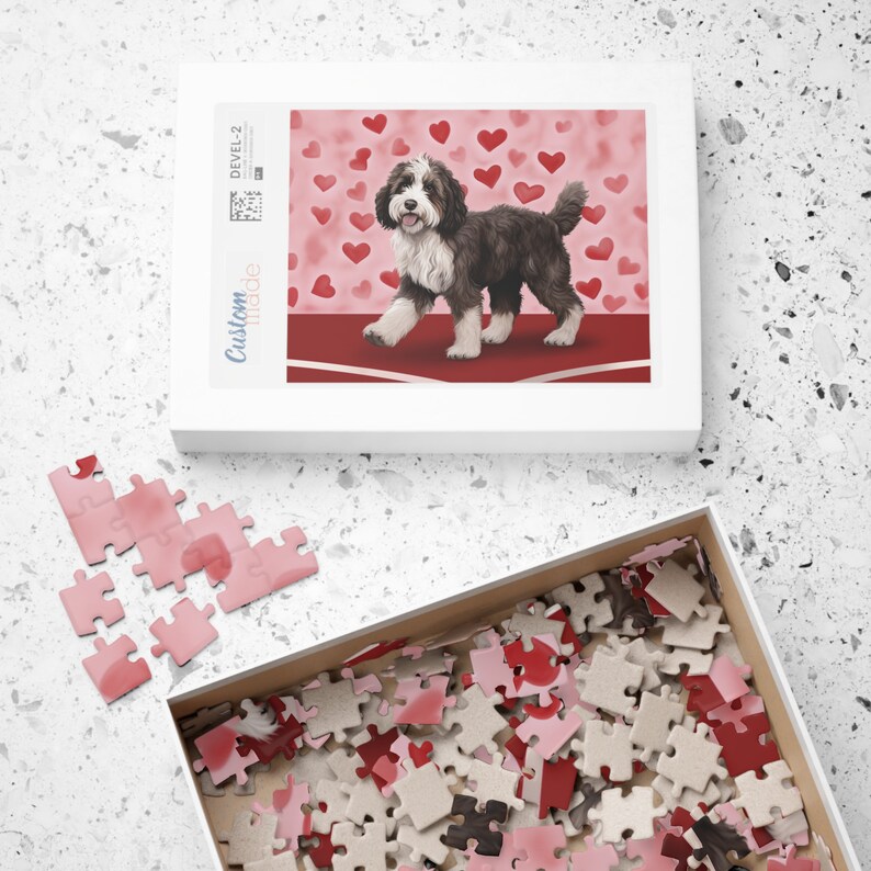 Bernedoodle Valentines Day Jigsaw Puzzle, Cute Puzzle Box for Dog Lover ...