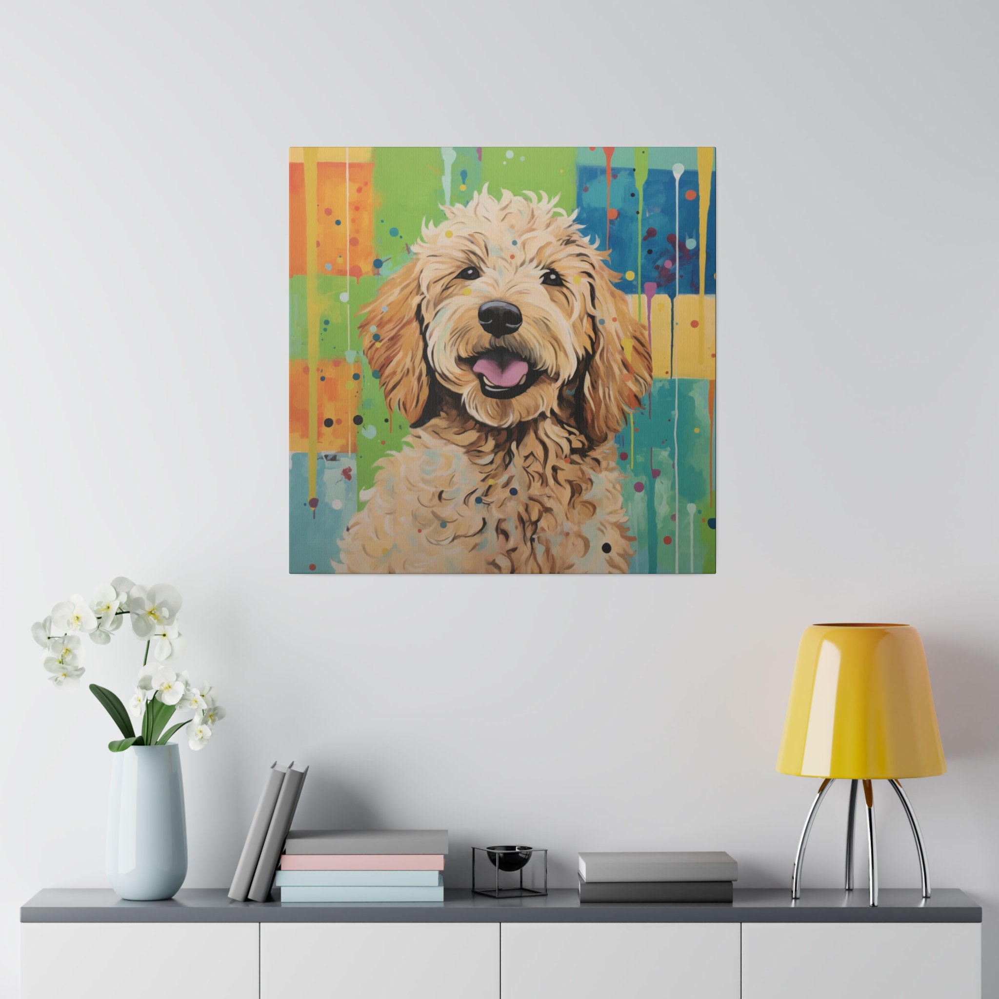 Dog Canvas Goldendoodle Wall Art Doodle Dog Artwork - Etsy