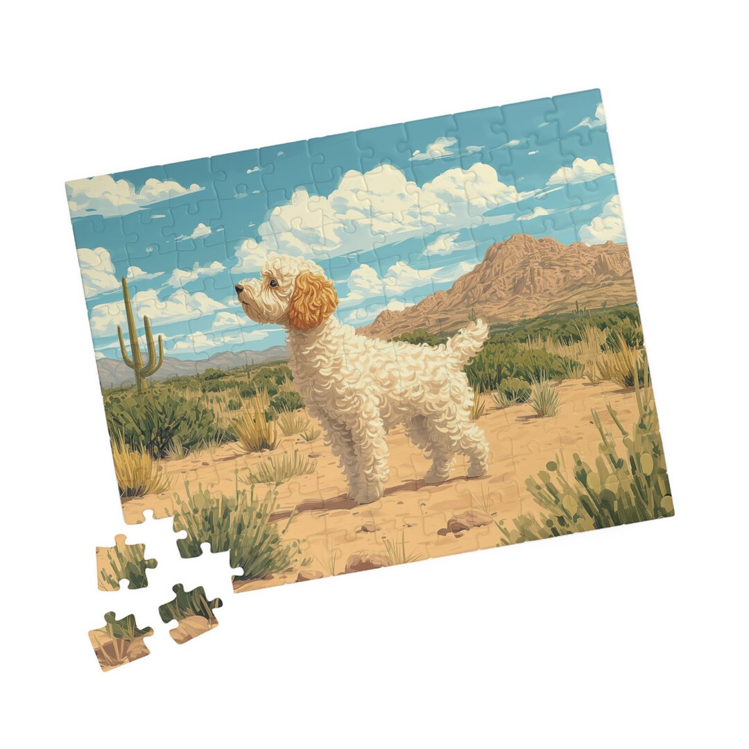Labradoodle Desert Puzzle for Dog Lover, Nature Jigsaw Puzzle for Her ...