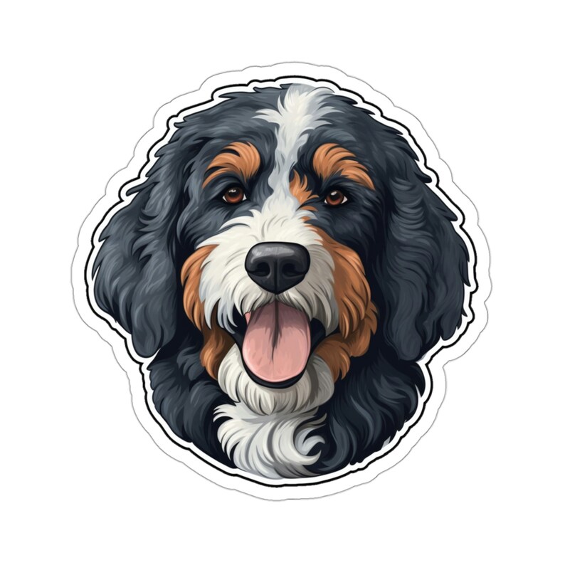 Cute Bernedoodle Sticker Doodle Black and White Sticker - Etsy