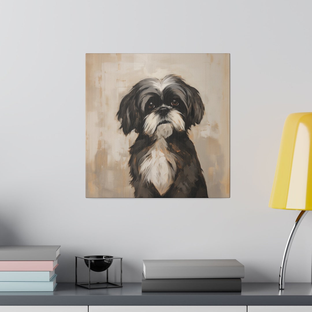 Dog Canvas, Shih Tzu Wall Art, Little Dog Artwork, Creative Home Decor ...