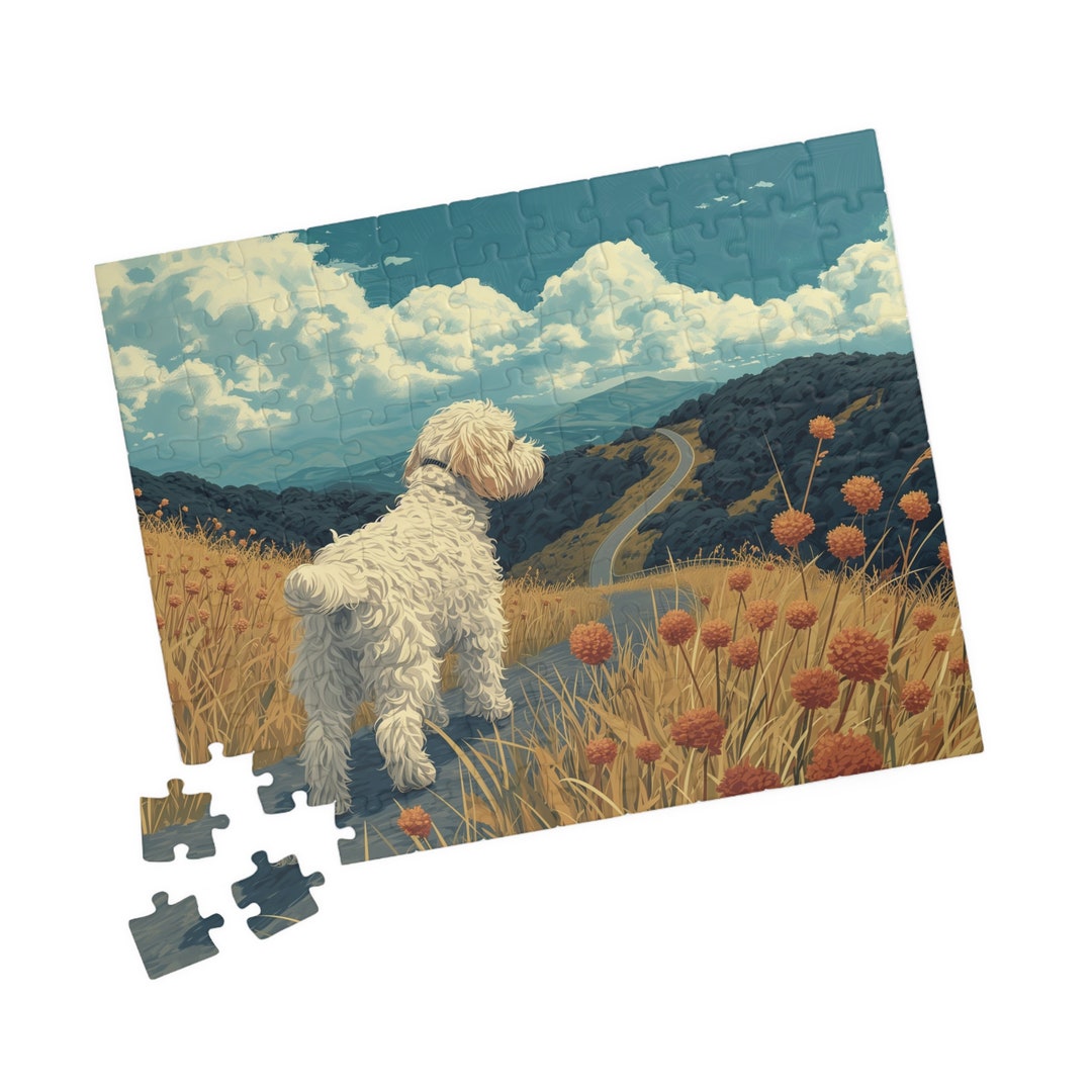 White Labradoodle Nature Puzzle for Dog Lover, Jigsaw Puzzle for Her ...