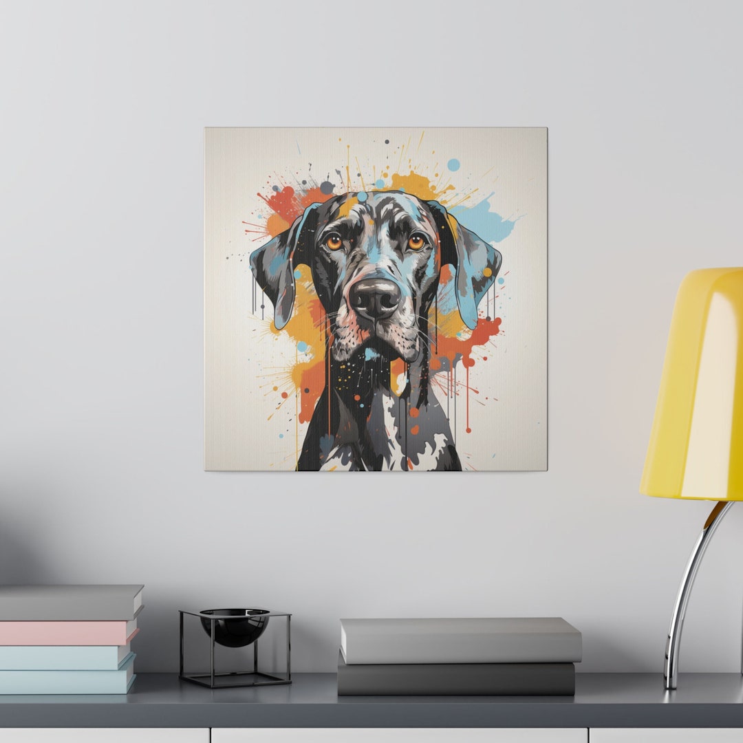 Colorful Dog Canvas, Great Dane Wall Art, Black White Great Dane ...