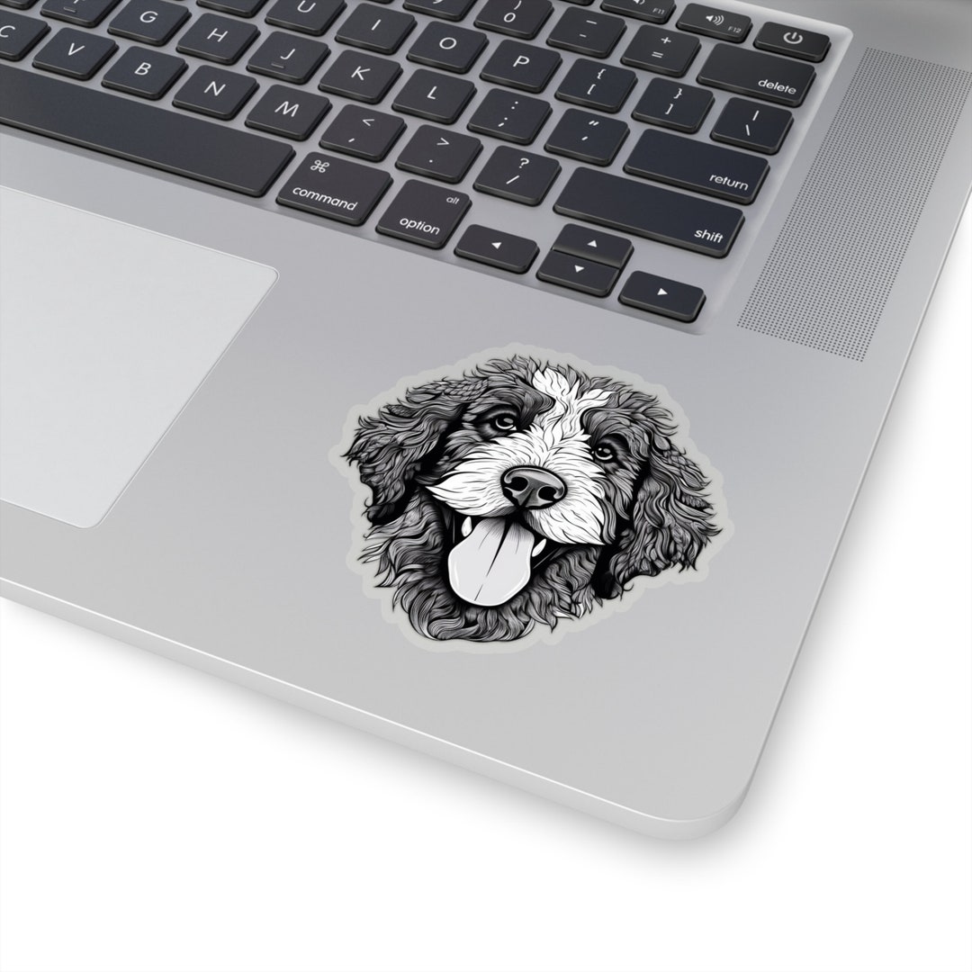 Bernedoodle Sticker, Cute Doodle, Black and White Sticker, Water Bottle ...