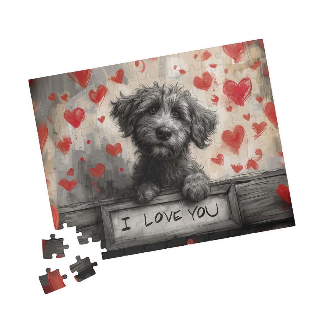 Valentine's Day Jigsaw Puzzle for Dog Lovers, I Love You 1000 Piece ...