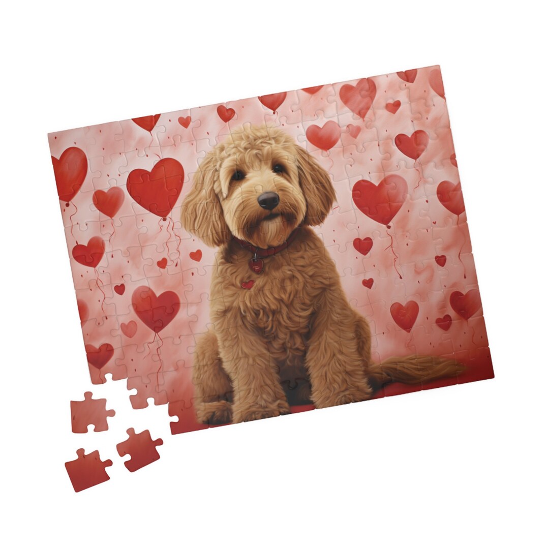 Goldendoodle Hearts Jigsaw Puzzle, Cute Puzzle Box for Dog Lover Best ...
