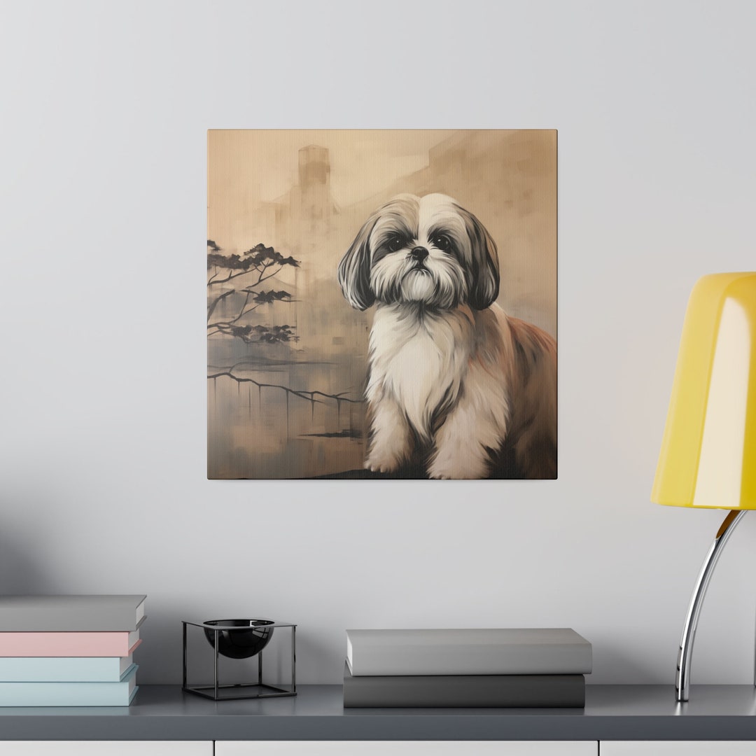 Dog Canvas, Shih Tzu Wall Art, Little Dog Artwork, Creative Home Decor ...