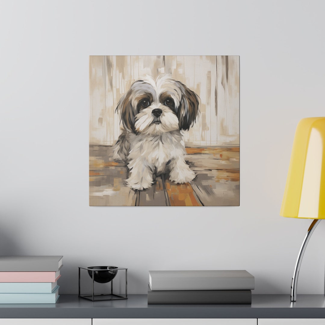 Dog Canvas, Shih Tzu Wall Art, Little Dog Artwork, Creative Home Decor ...