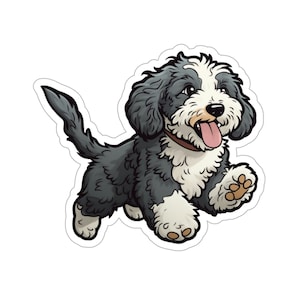 Cute Bernedoodle Sticker, Adorable Doodle Computer Sticker, Dog Lover ...