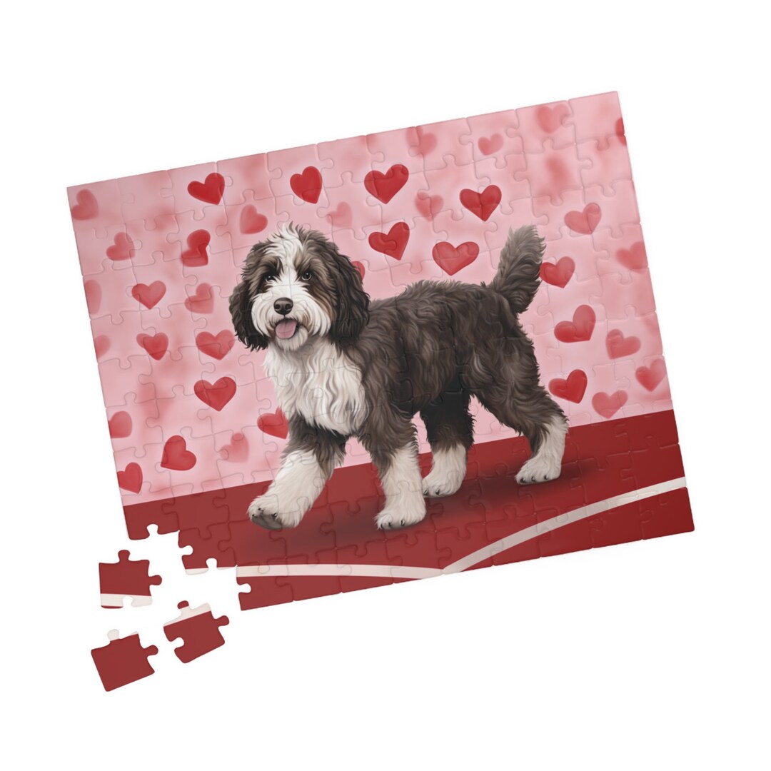 Bernedoodle Valentines Day Jigsaw Puzzle, Cute Puzzle Box for Dog Lover ...