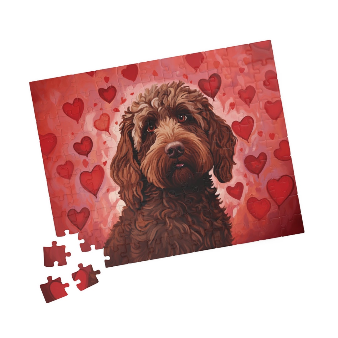 Labradoodle Hearts Jigsaw Puzzle, Cute Puzzle Box for Dog Lover Best ...