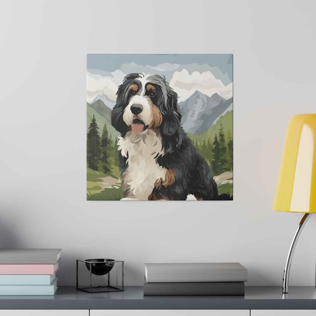 Dog Canvas, Bernedoodle Wall Art, Doodle Dog Artwork, Creative Home ...