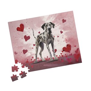 Great Dane Valentines Day Jigsaw Puzzle, Cute Puzzle Box for Dog Lover ...