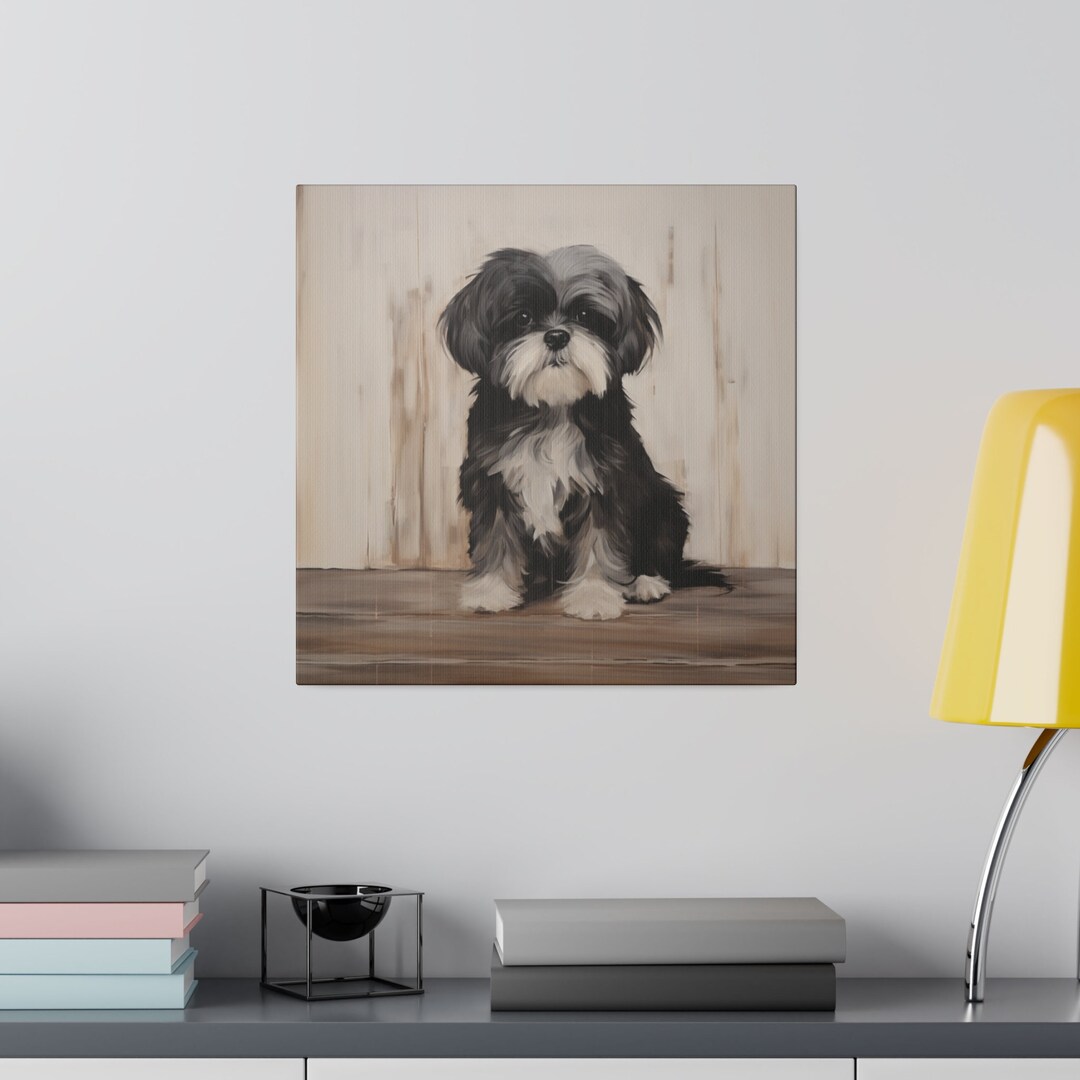 Dog Canvas, Shih Tzu Wall Art, Little Dog Artwork, Creative Home Decor ...
