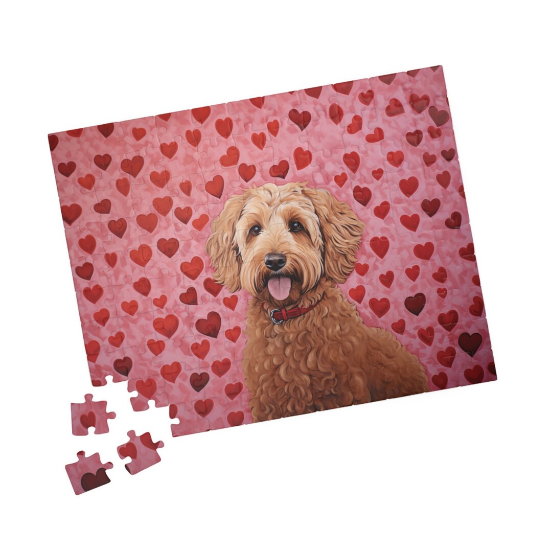 Goldendoodle Hearts Jigsaw Puzzle, Cute Puzzle Box for Dog Lover Best ...