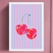 Retro Cherry Print Colorful Fruit Wall Art Playful Home Wall Decor ...