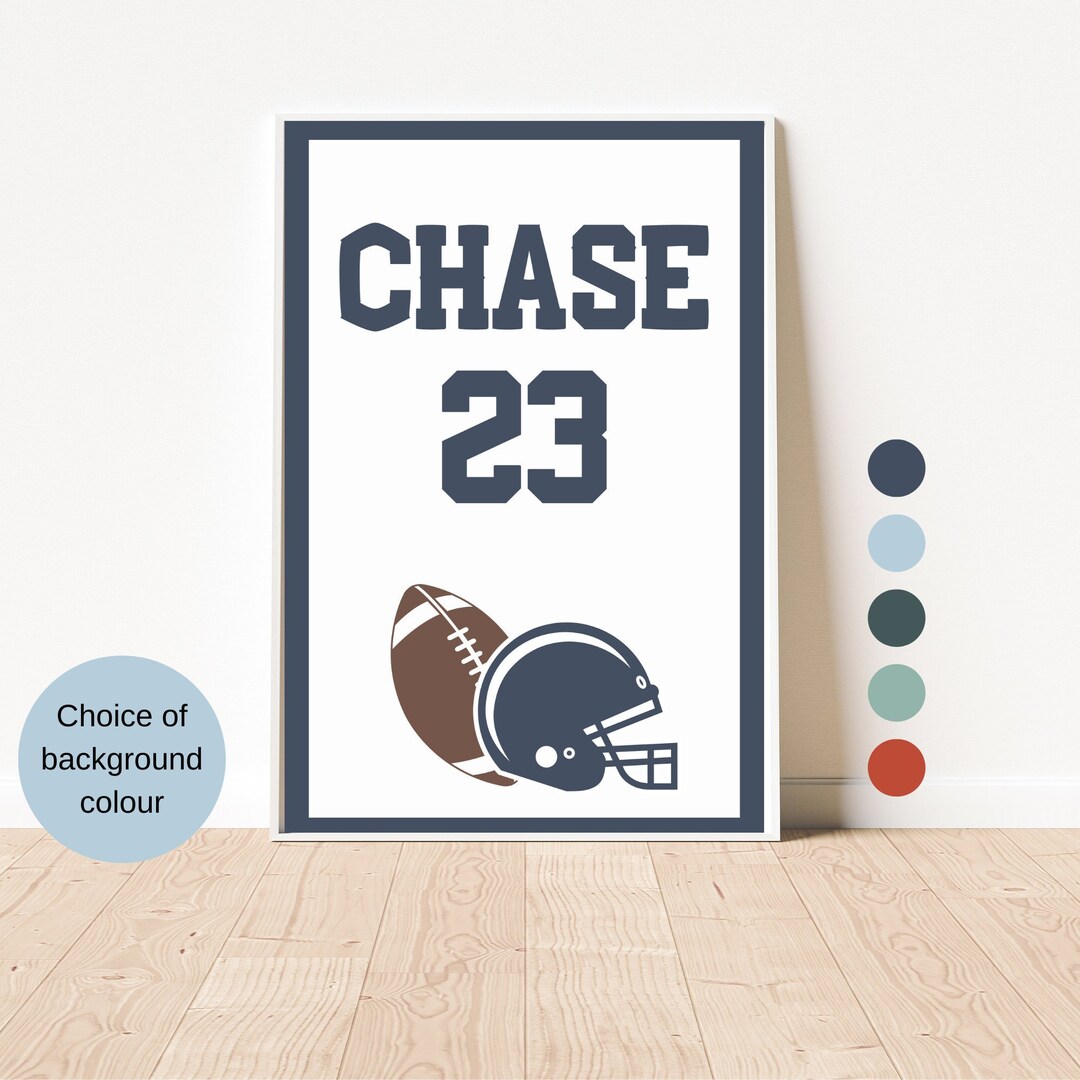 Custom Name Print | American Football Print | Wall Print | Boys Room ...