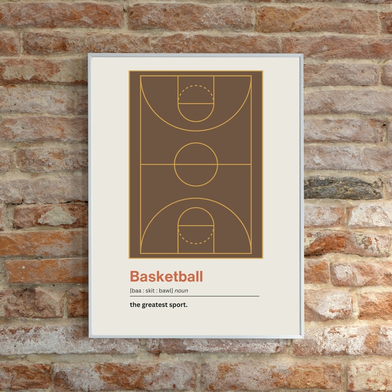 Basketball Definition | Muted Retro Colours | Boys Room Décor | Poster ...