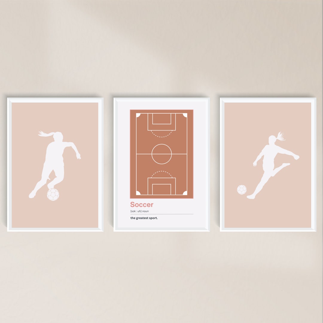 Set of 3 Girls Soccer Print | Pink Soccer Prints | Girls Room Décor ...