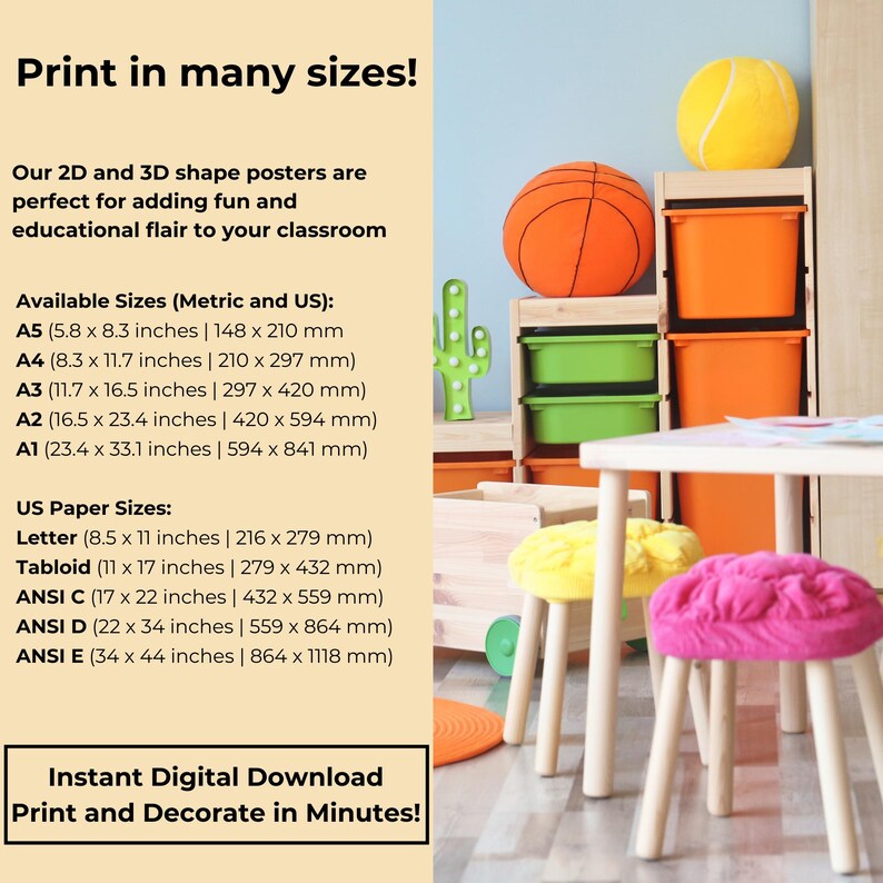 2D & 3D Shapes Classroom Posters: Geometry Math Chart (digital Download ...