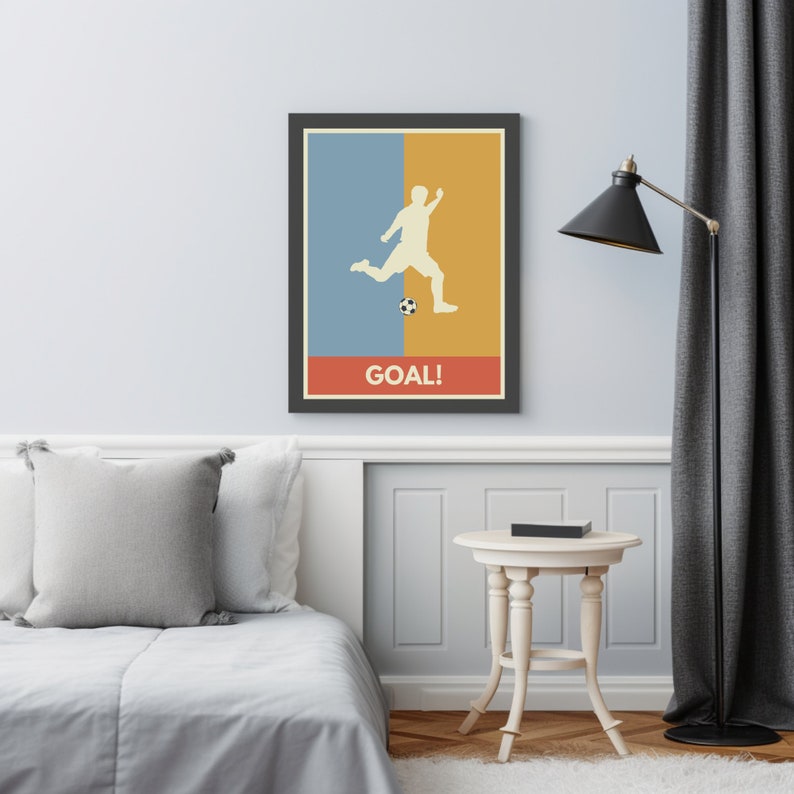Retro Soccer Goal Print | Retro Style Sports Wall Art | Boys Room Décor ...