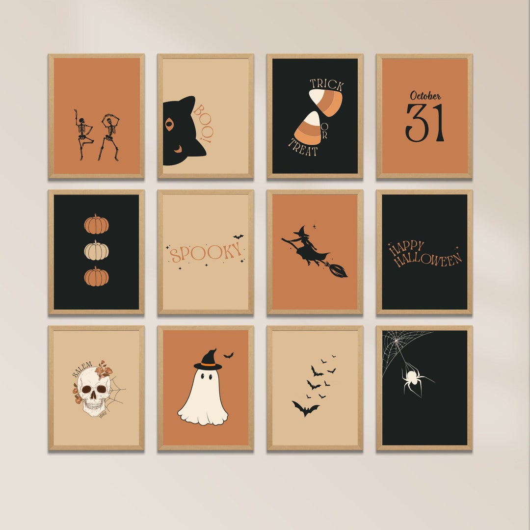 Set of 12 Halloween Wall Art Halloween Prints Bundle Boho - Etsy