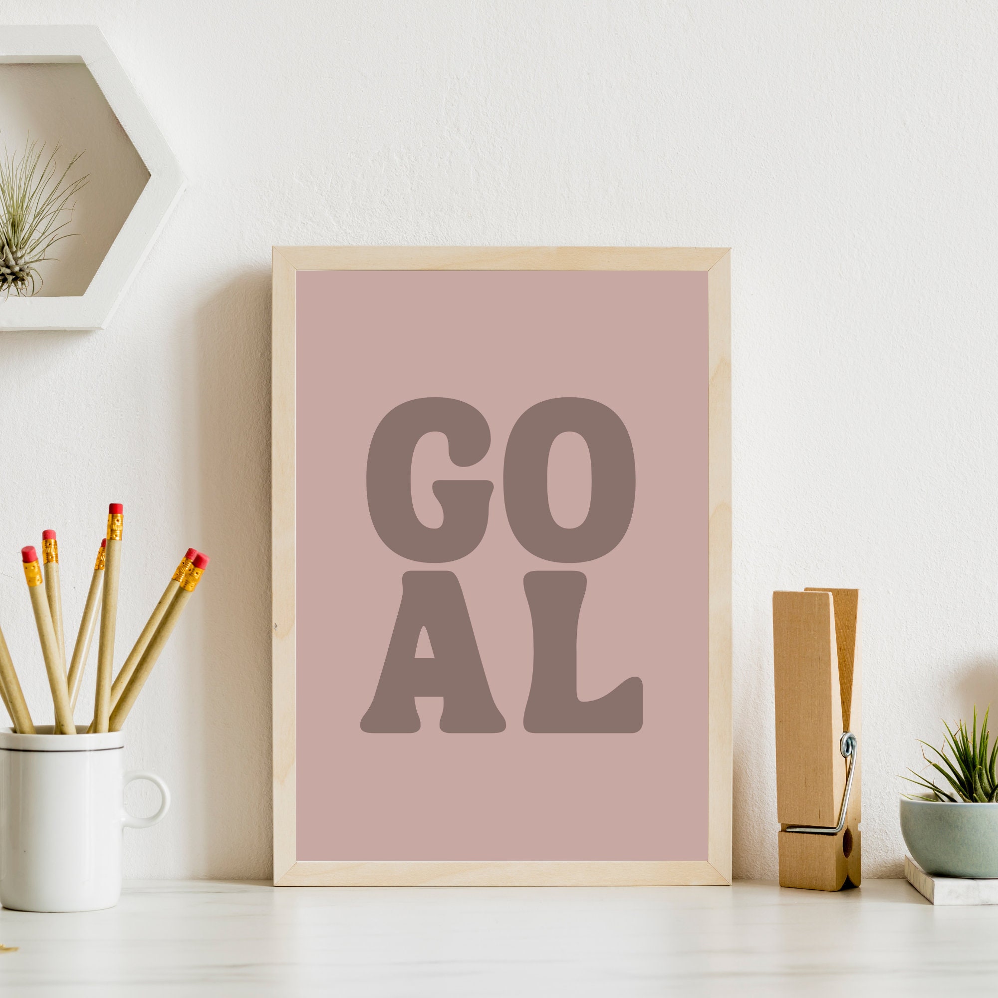 Goal Print | Boho Soccer | Minimalist | Pink Brown | Girls Room Wall ...