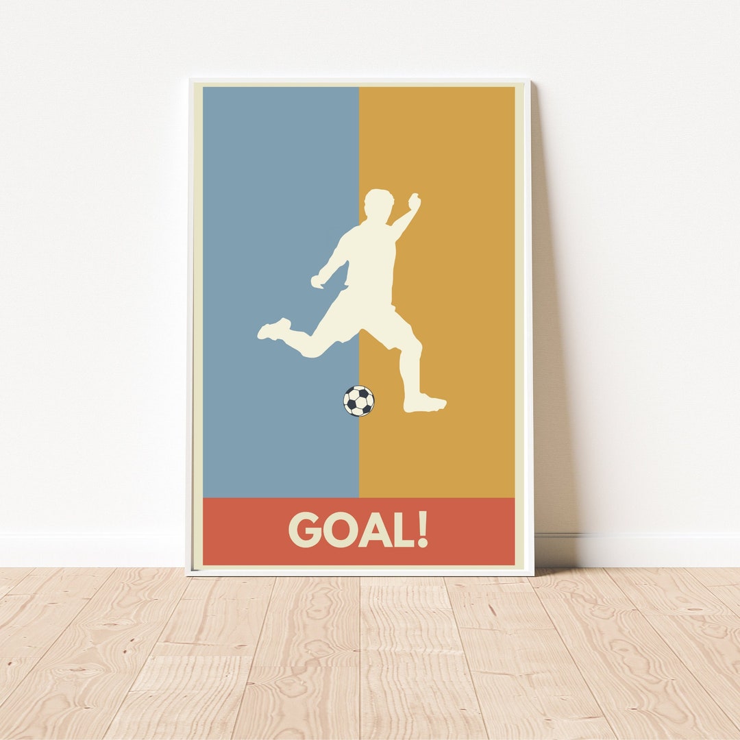 Retro Soccer Goal Print | Retro Style Sports Wall Art | Boys Room Décor ...
