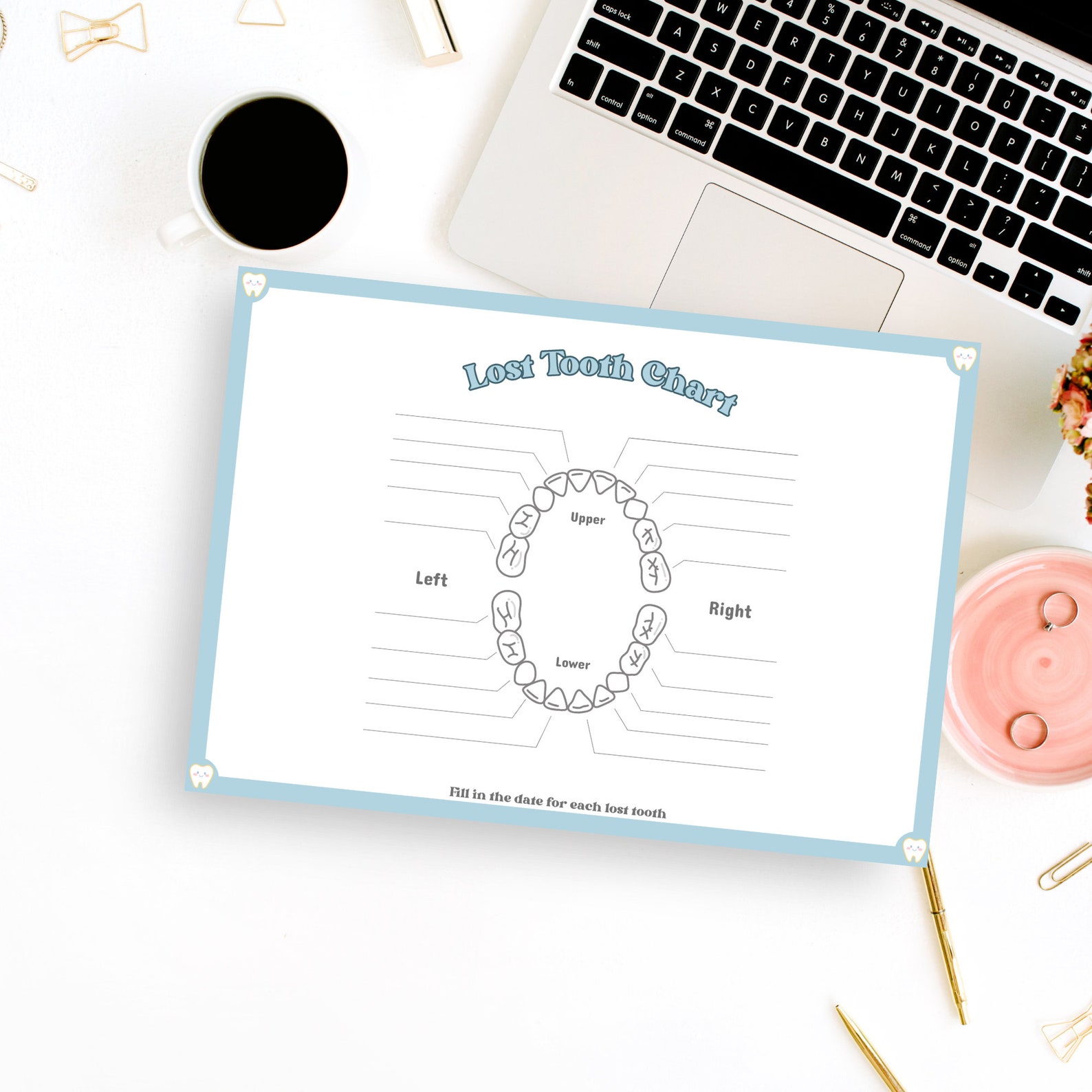 Printable Lost Tooth Chart Printable | Kids Tooth Tracker | Milestone ...