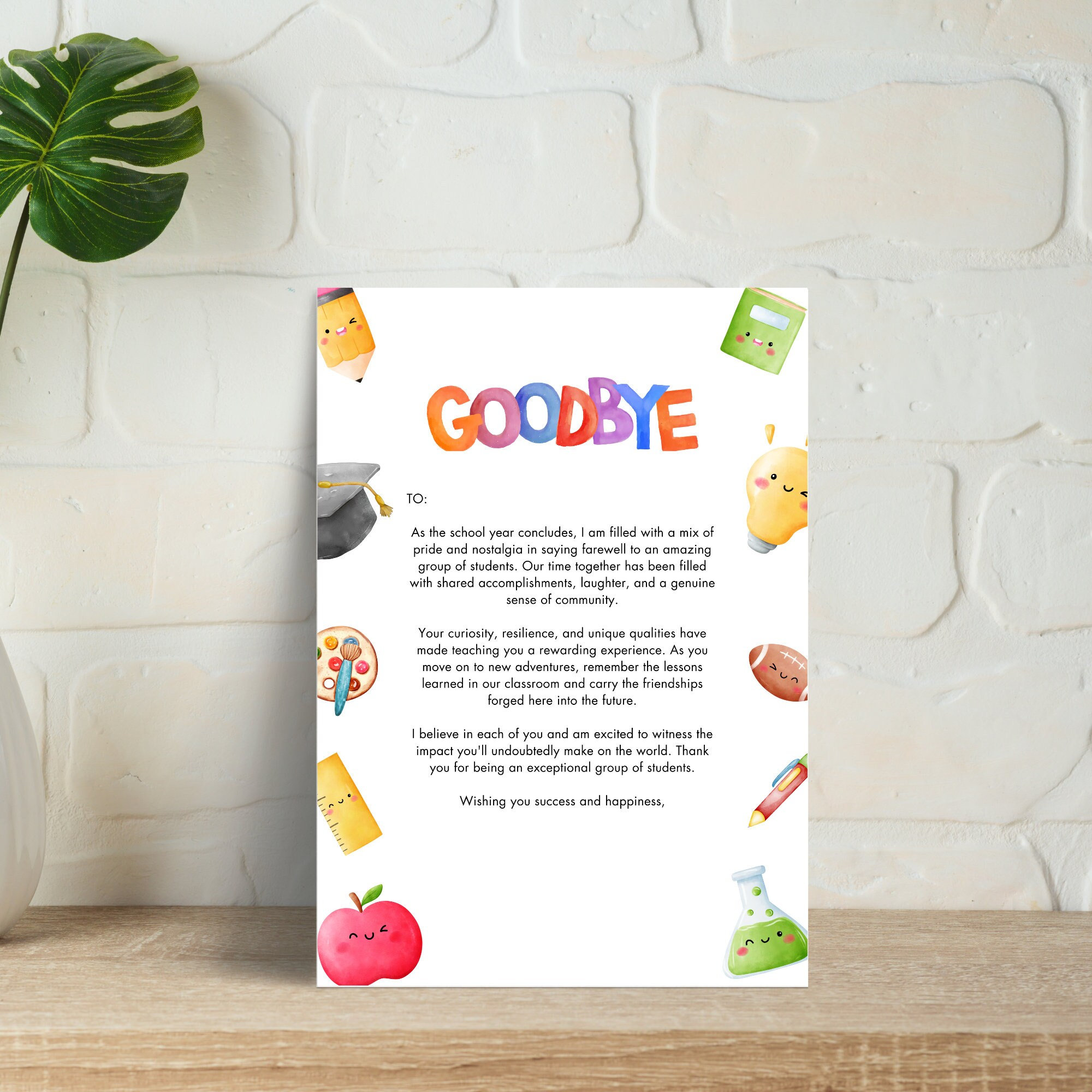 Goodbye Letter From Teacher | Gift | Farewell | End of Year Printable ...