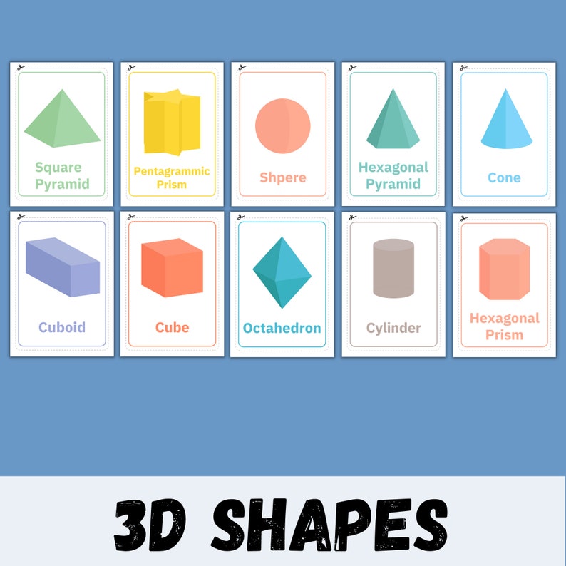 2D & 3D Shape Flash Cards Early Learning Education Prints - Etsy