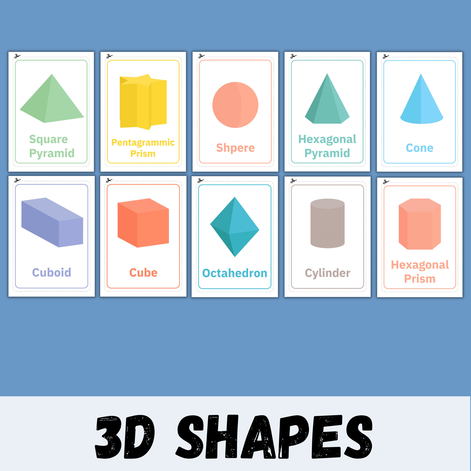 2D & 3D Shape Flash Cards | Early Learning | Education Prints | Digital ...