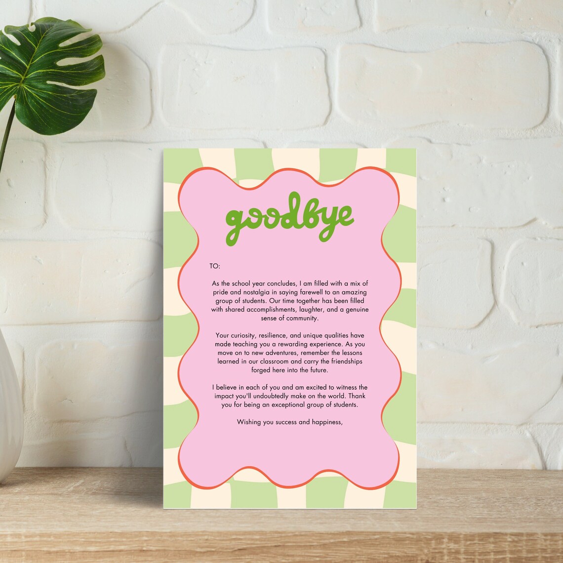 Goodbye Letter From Teacher, Retro, Gift, Farewell, End of Year ...