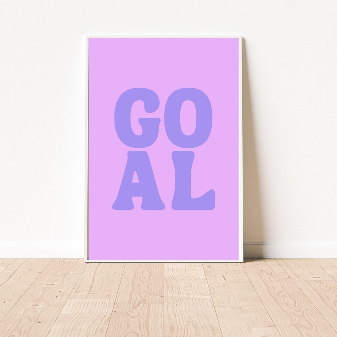 Purple Pink Goal Print | Soccer | Minimalist | Neon | Girls Room Wall ...