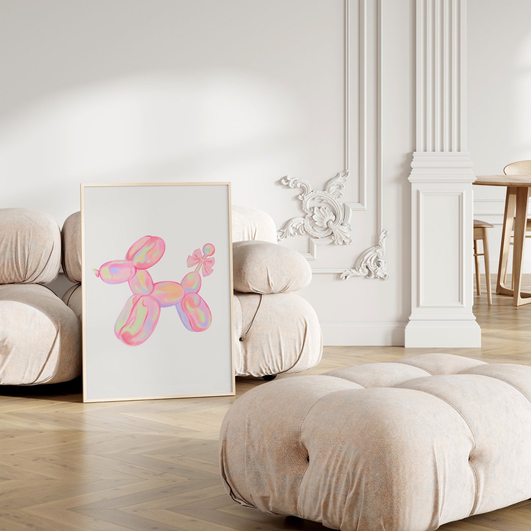 Pastel Balloon Dog Print | Colorful Balloon Animal Wall Art | Pink ...