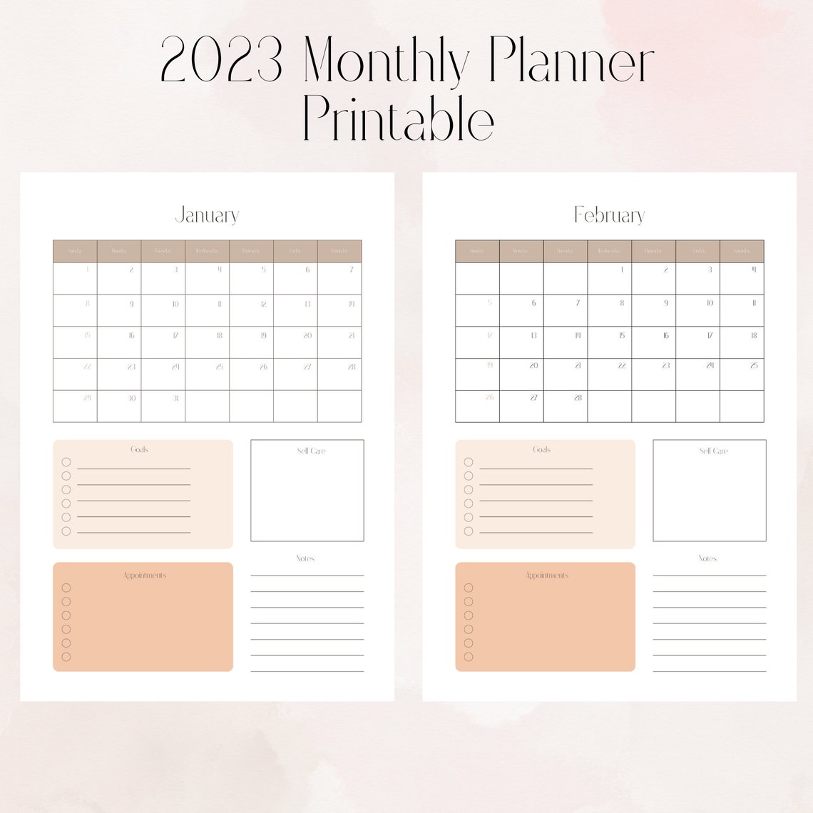 2023 Planner Digital Download Printable Planner Minimalist - Etsy