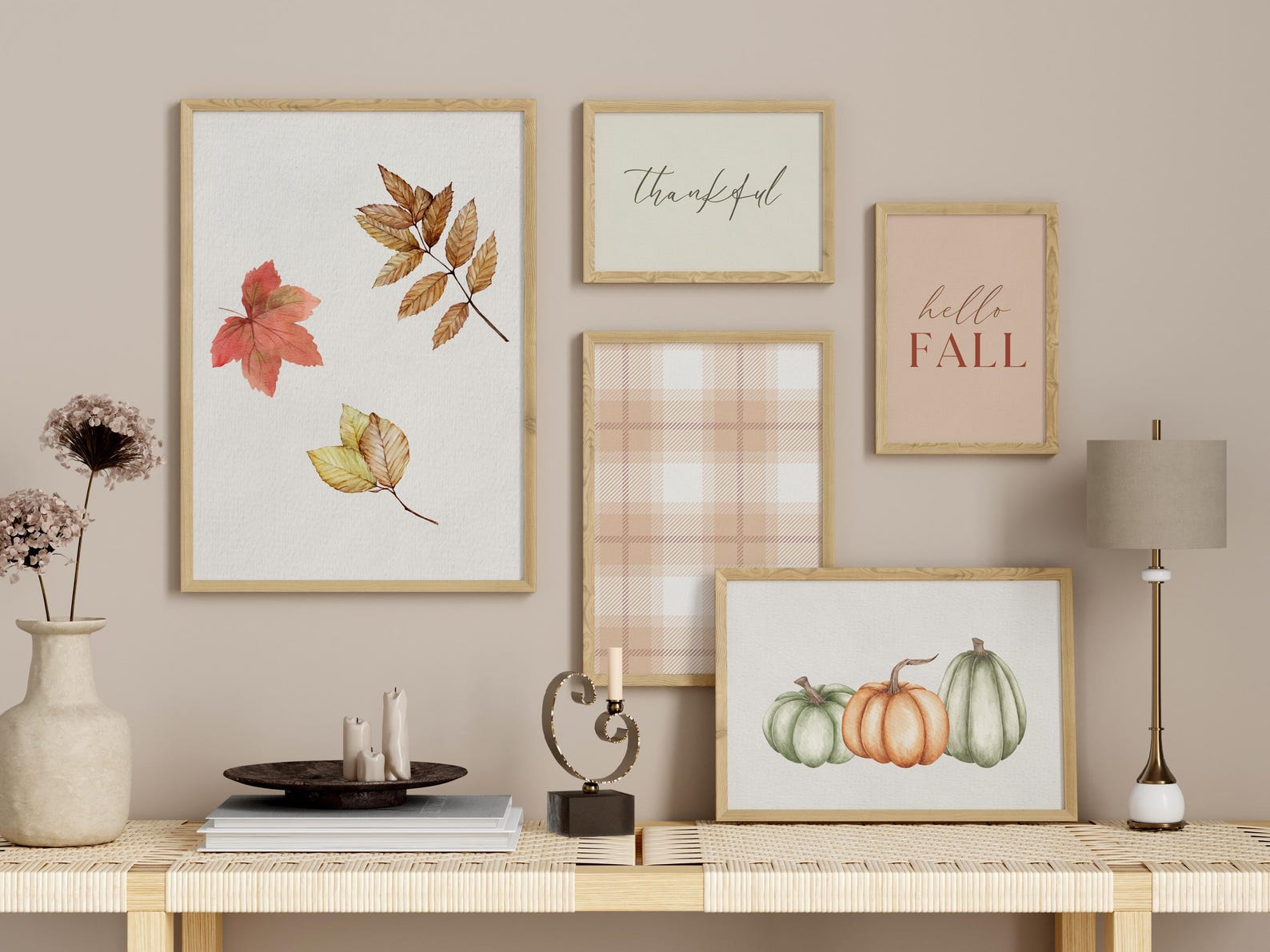 Fall Wall Art Set of 5, Autumn Digital Prints, Thanksgiving Decor ...