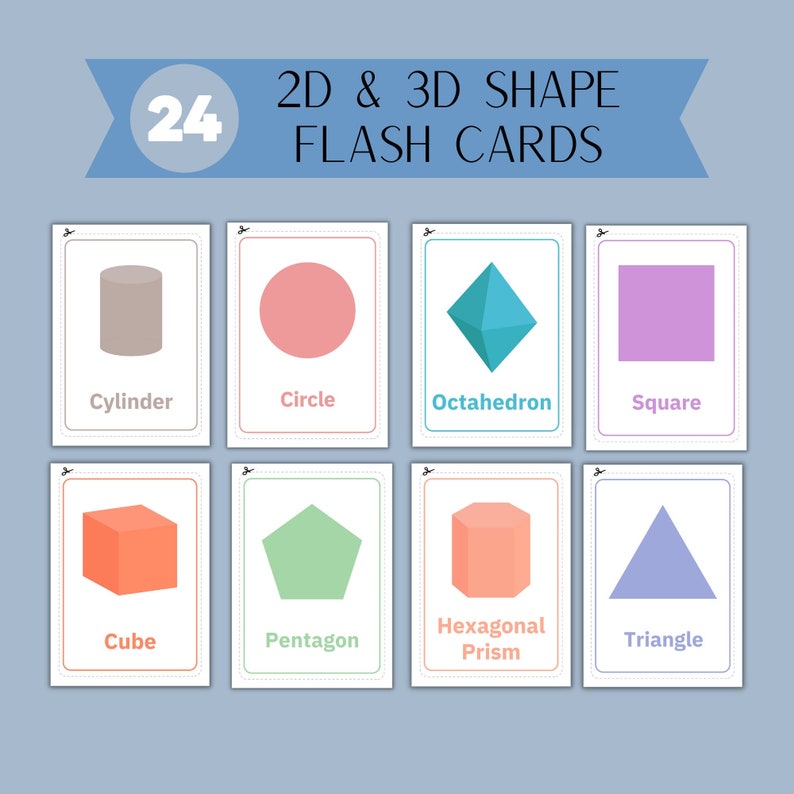 2D & 3D Shape Flash Cards | Early Learning | Education Prints | Digital ...