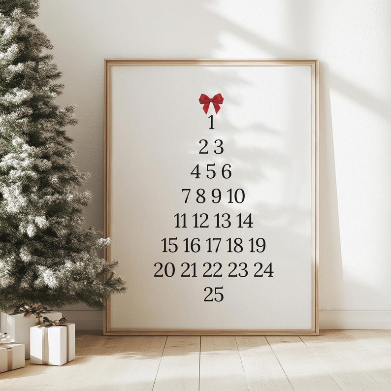 Christmas Countdown Wall Art, Advent Calendar Print, Modern Holiday ...