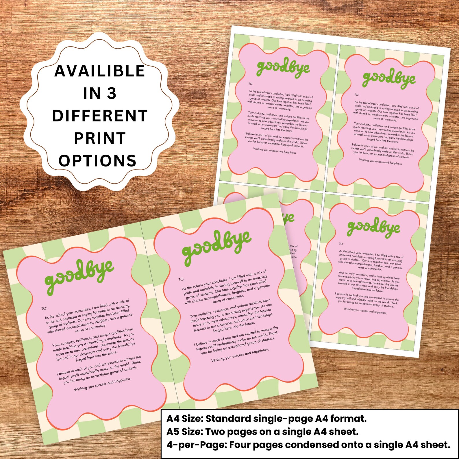 Goodbye Letter From Teacher, Retro, Gift, Farewell, End of Year ...