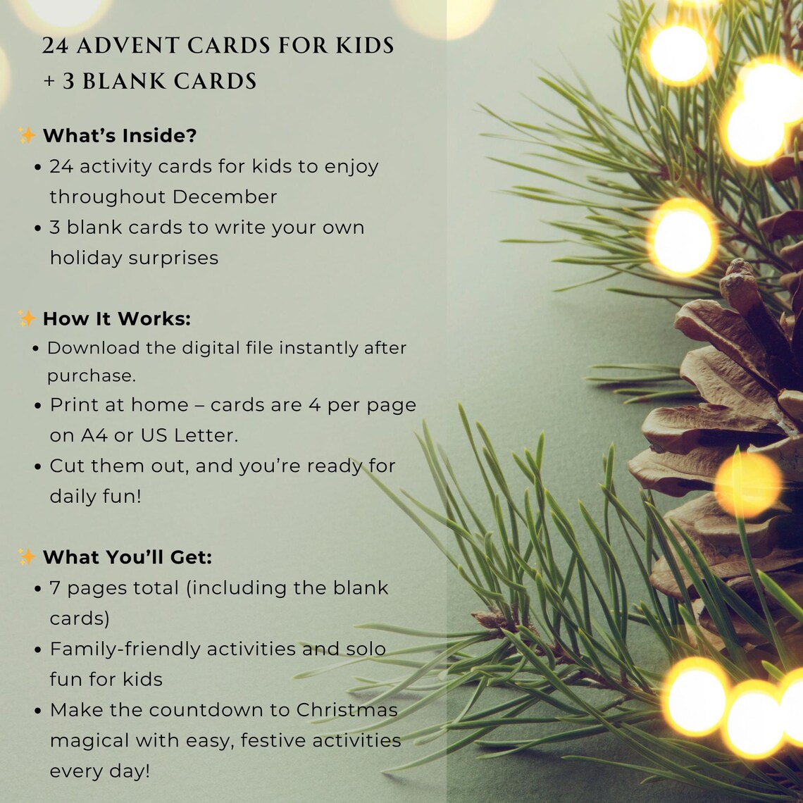24+ Printable Advent Activity Cards for Kids, Kids Advent Cards ...