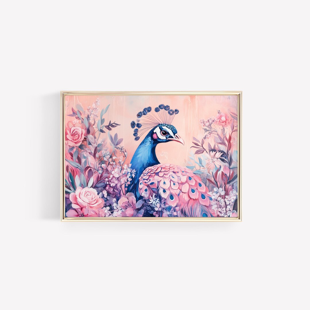 Peacock Floral Printable Wall Art, Bloomcore Home Decor, Dark Academia ...