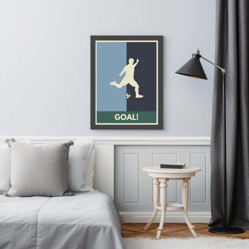 Retro Soccer Goal Print | Retro Style Sports Wall Art | Boys Room Décor ...