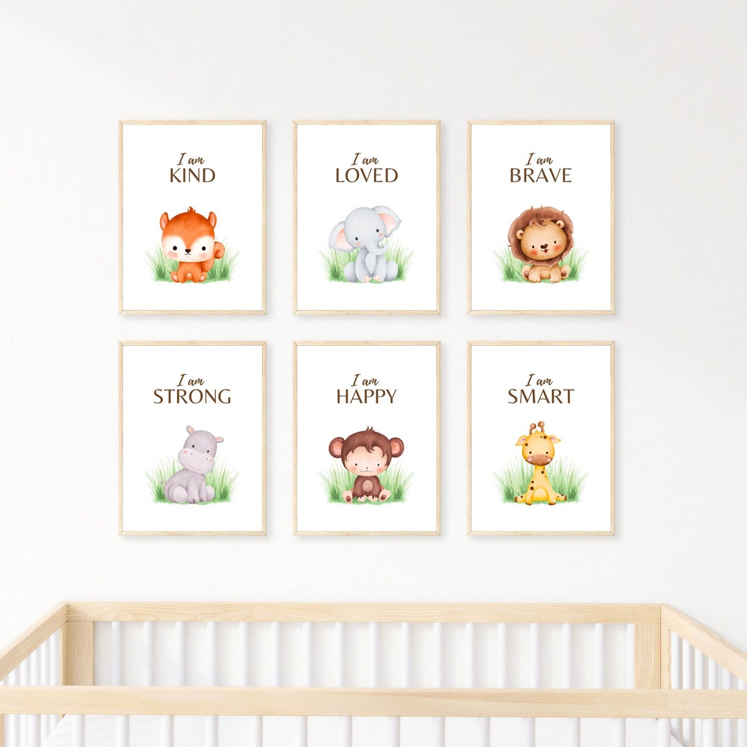 Set of 6 Animal Affirmation Prints , Nursery Wall Art, Positive ...